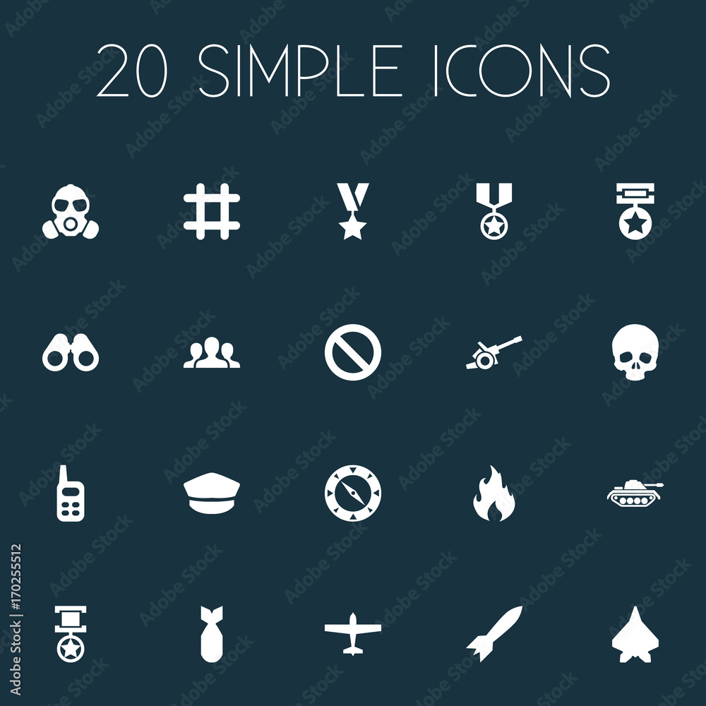 Vector Illustration Set Of Simple Combat Icons. Elements Bombshell ...