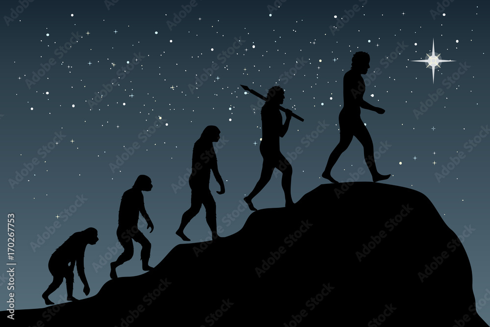 Human evolution into the present - digital world. Business growth ...