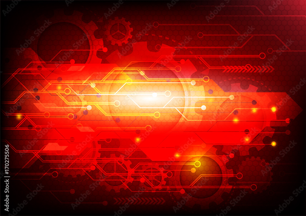 Red background and gears abstract technology. vector illustration Stock ...