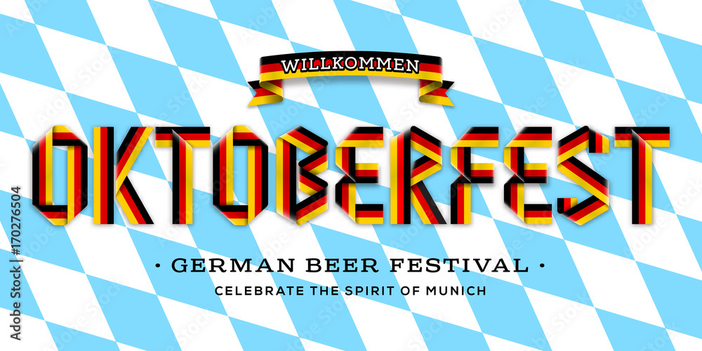 Vector poster for Oktoberfest. Lettering made with ribbon of german ...