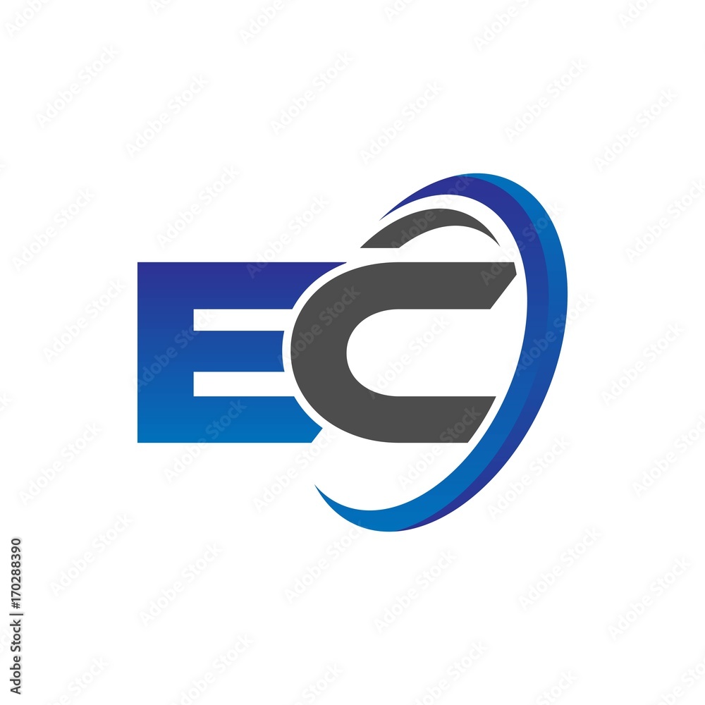 vector initial logo letters ec with circle swoosh blue gray Stock ...
