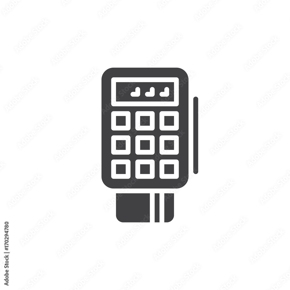 POS terminal icon vector, filled flat sign, solid pictogram isolated on ...