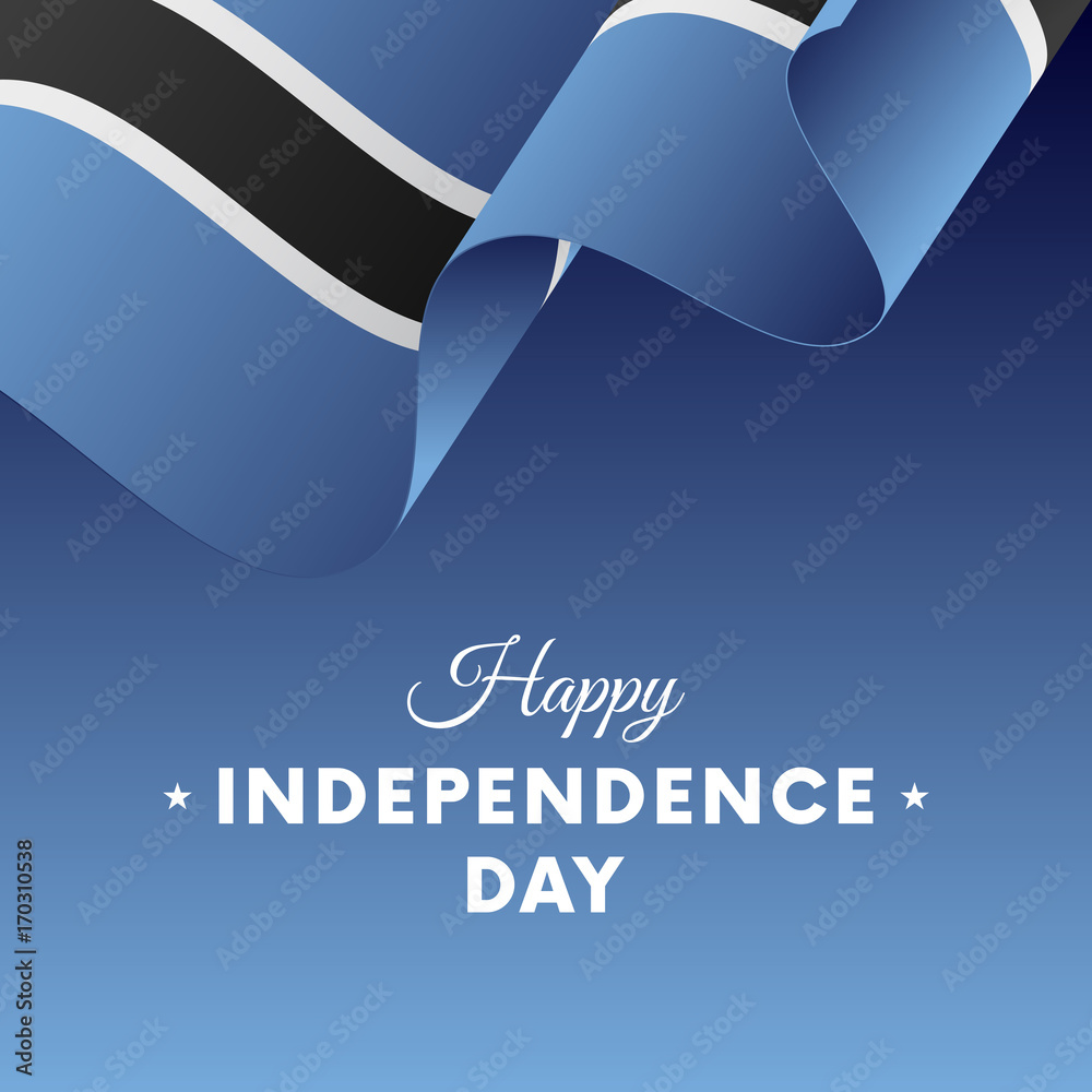 Banner or poster of Botswana independence day celebration. Waving flag ...