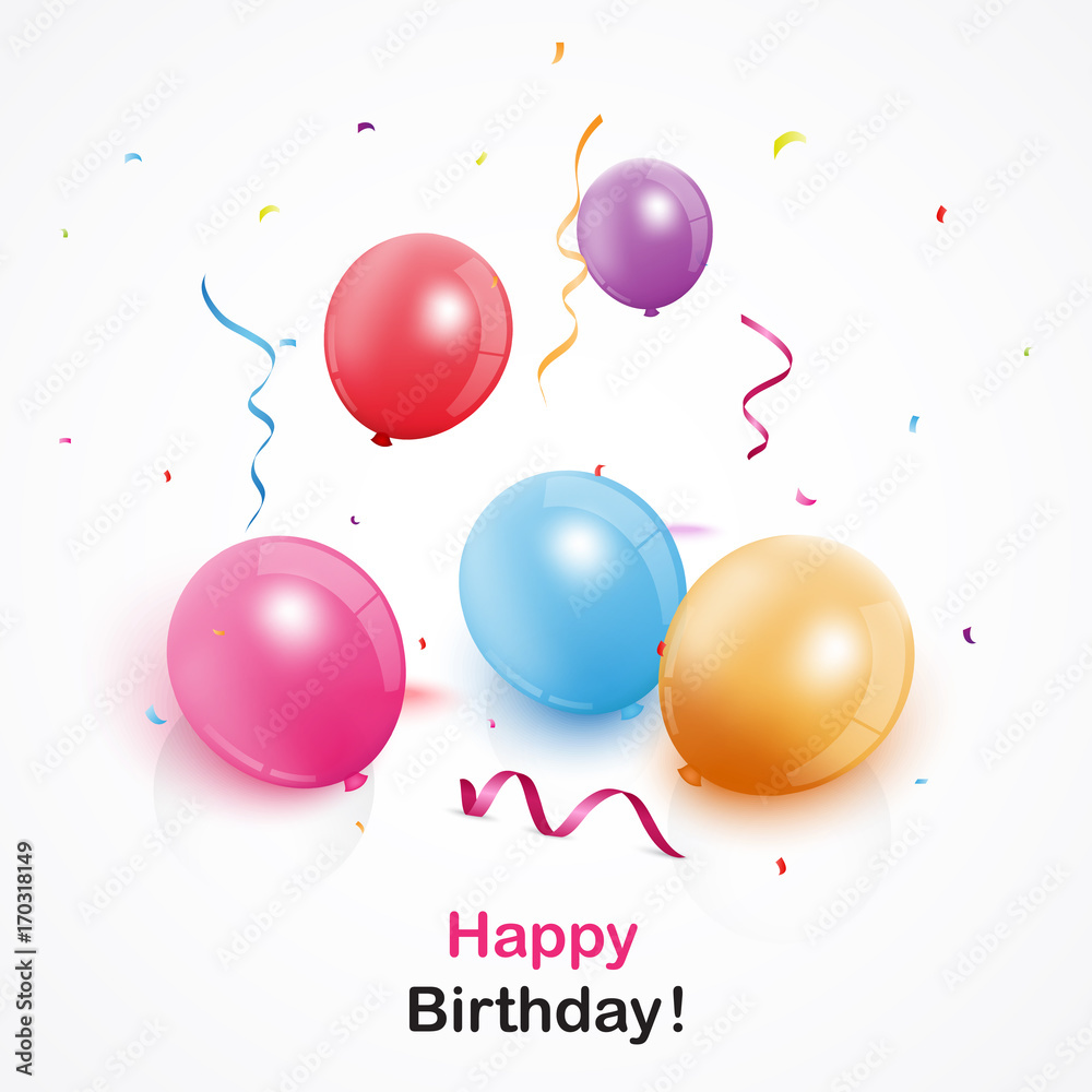 Happy Birthday background with balloon and confetti Stock Vector ...