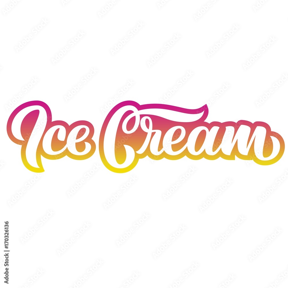 Ice Cream hand lettering, custom typography, letters with gradient ...
