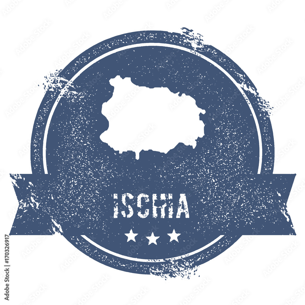 Ischia logo sign. Travel rubber stamp with the name and map of island ...