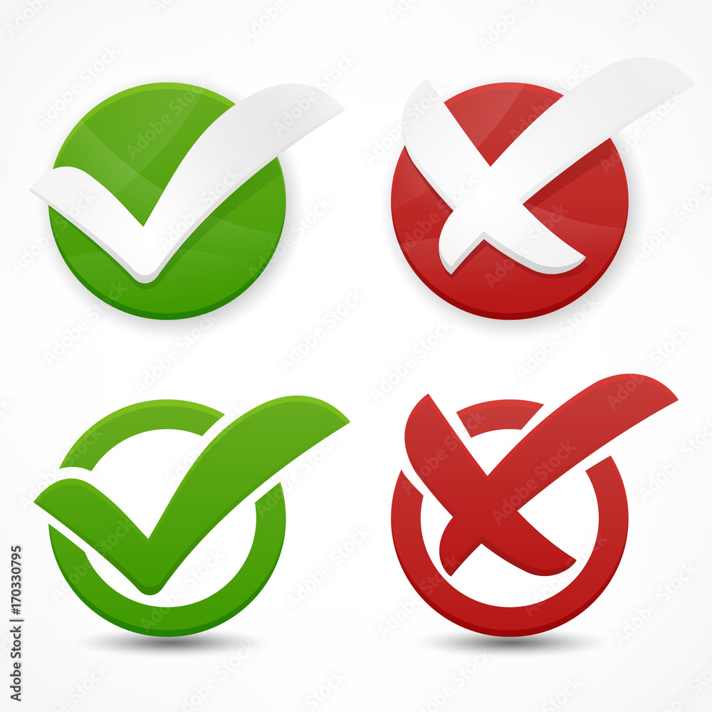 Green and red checkmark on white. Vector illustration. Stock Vector ...