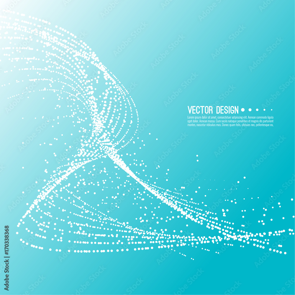 Abstract techno background with atom, molecule in waves. Technology ...