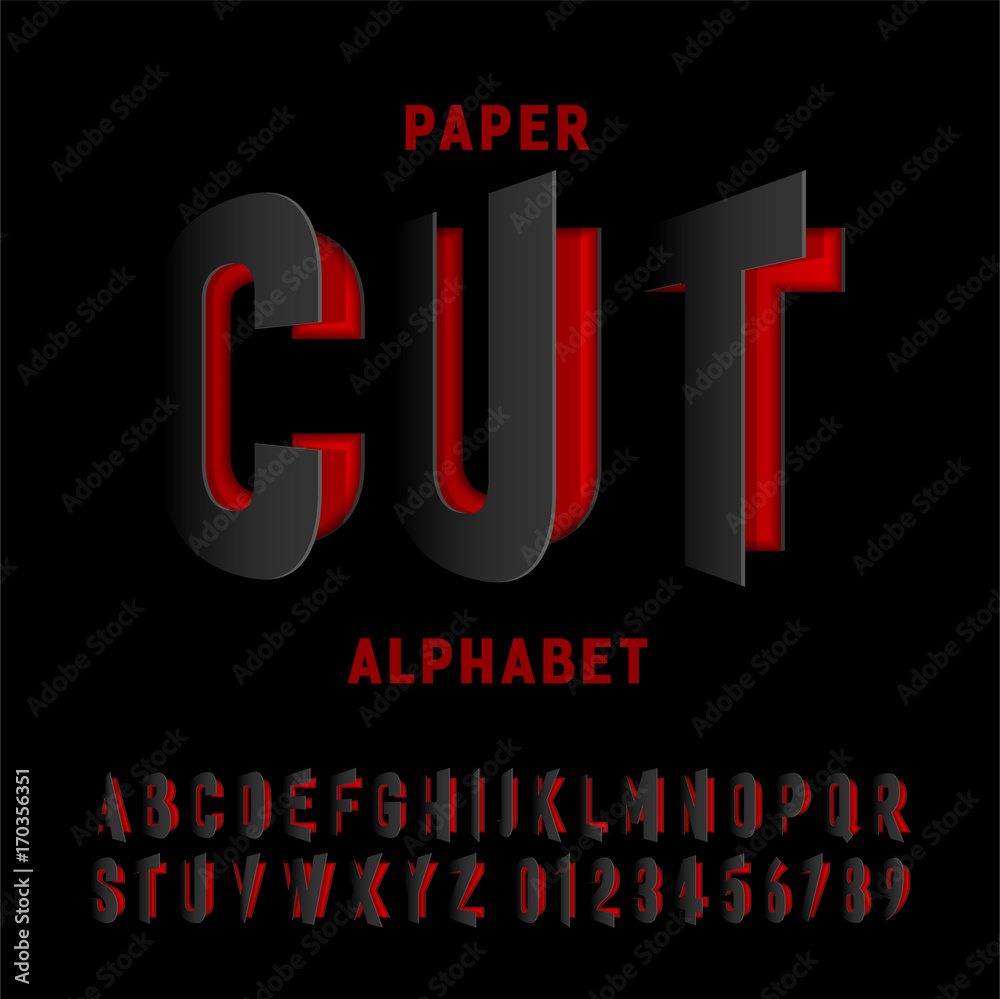 Black alphabet letters cut out from paper. paper cut alphabet set ...