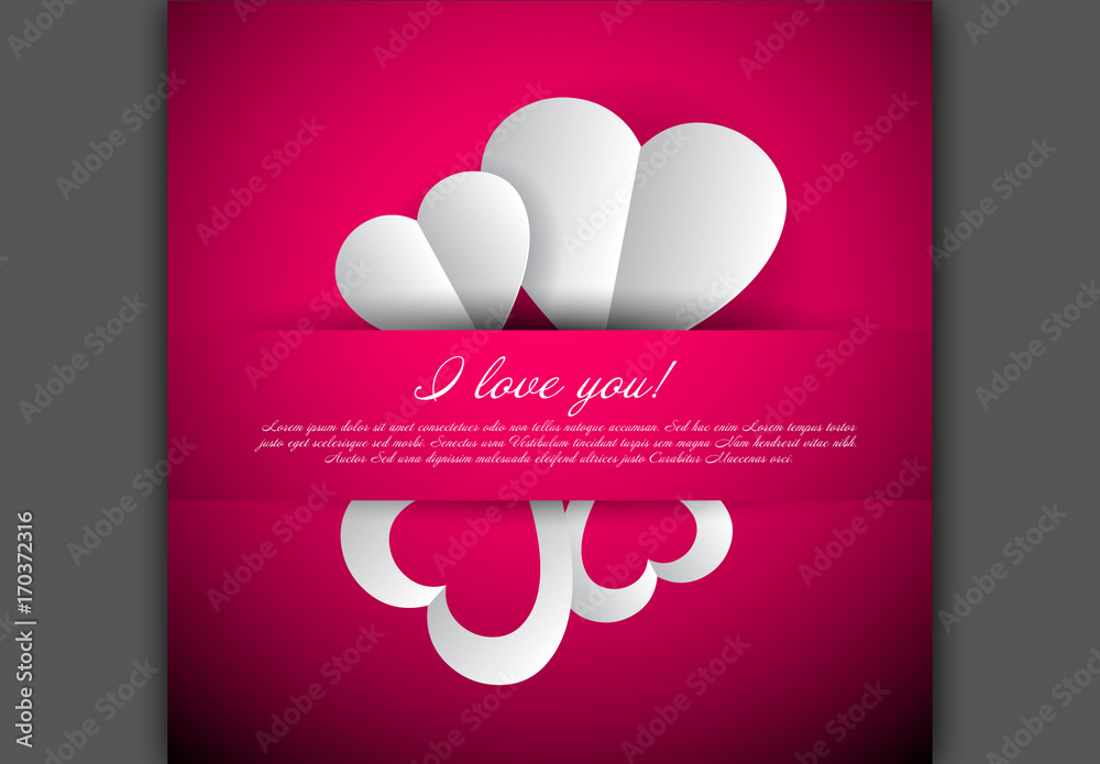 Folded Paper Hearts Valentine's Day Graphic Layout Stock Template ...
