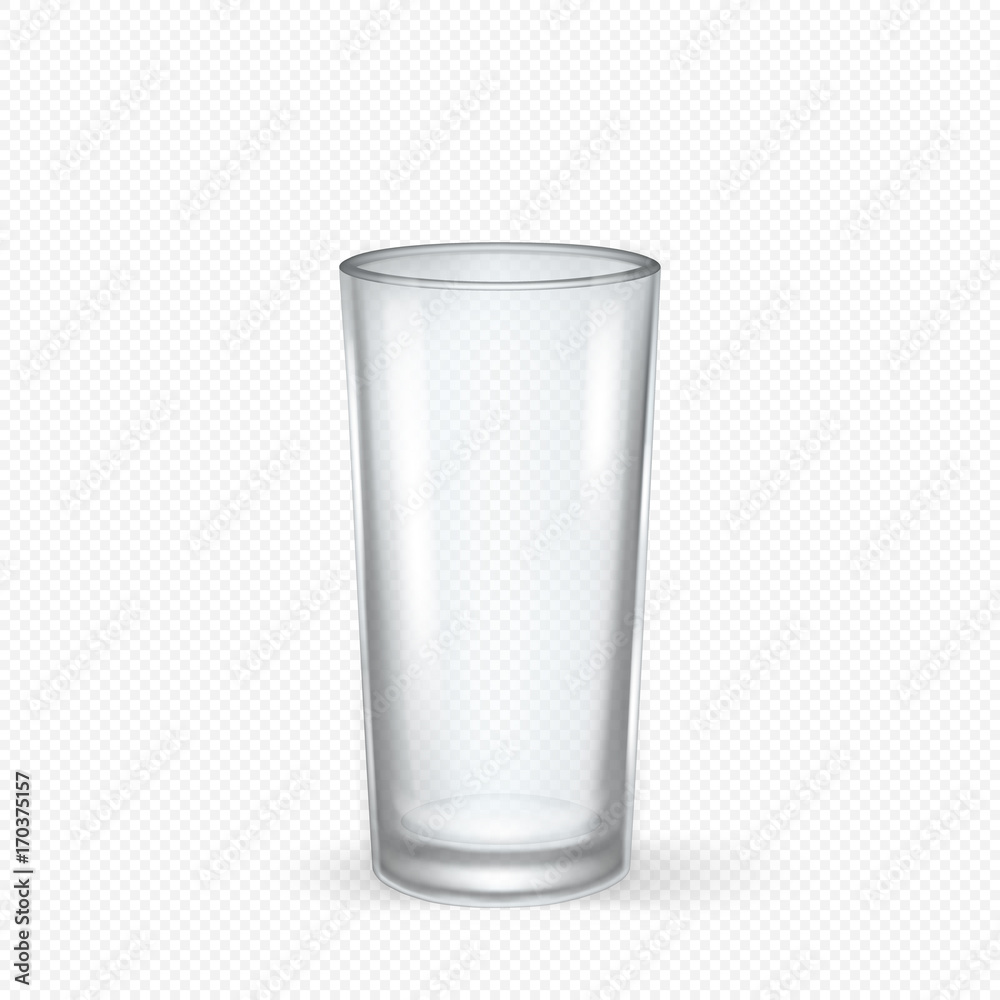 Vector realistic transparent empty glass closeup isolated on ...