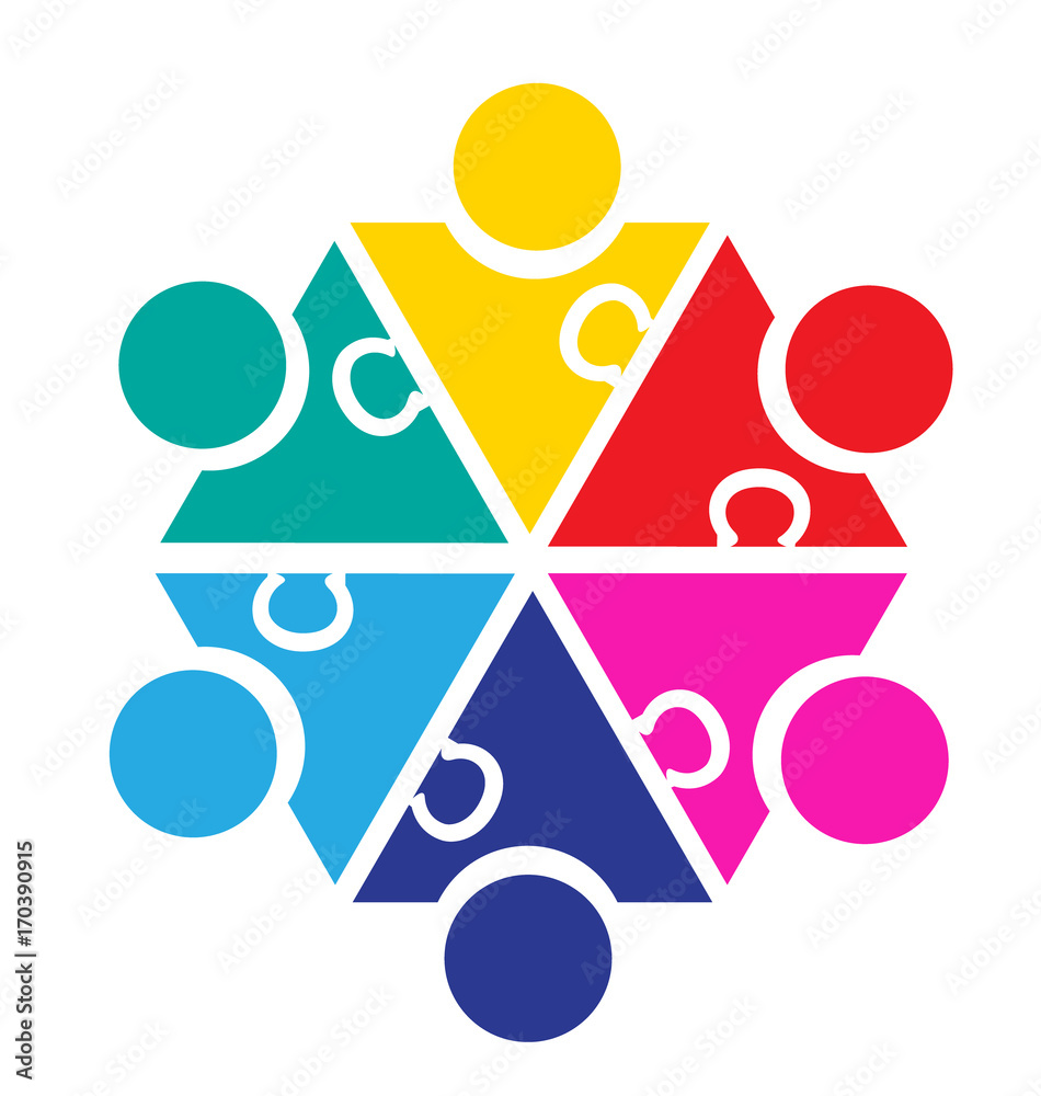 Logo teamwork puzzle business people holding hands Stock Vector | Adobe ...