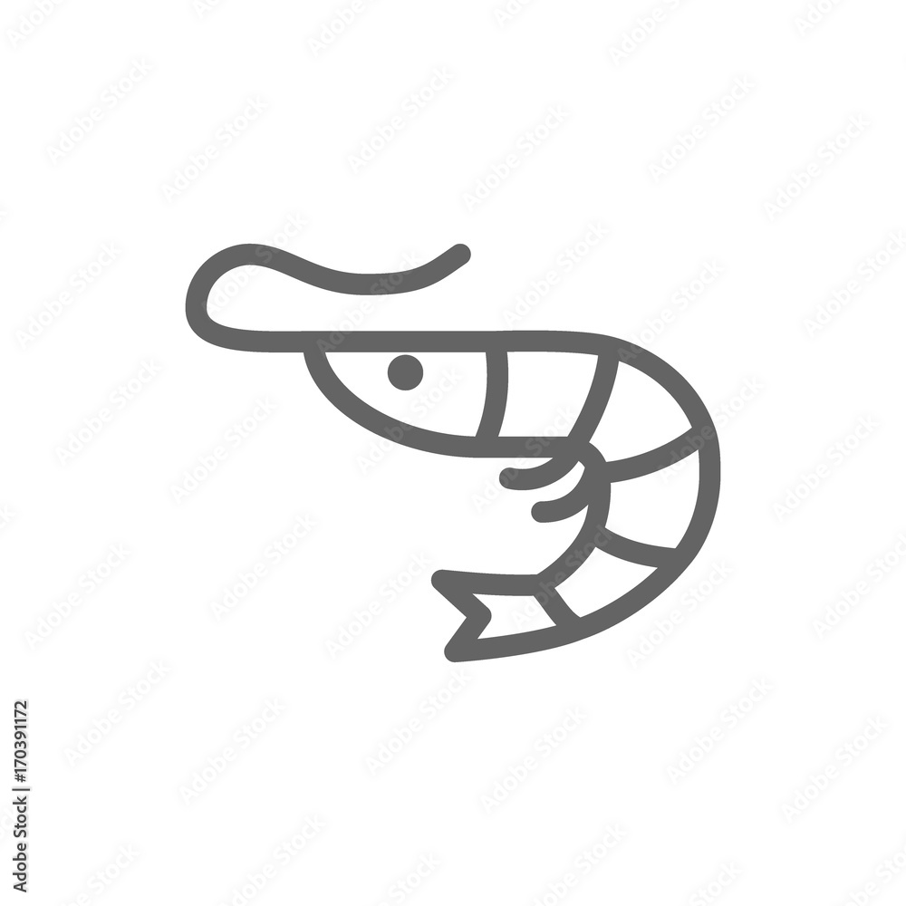 Simple shrimp line icon. Symbol and sign vector illustration design ...