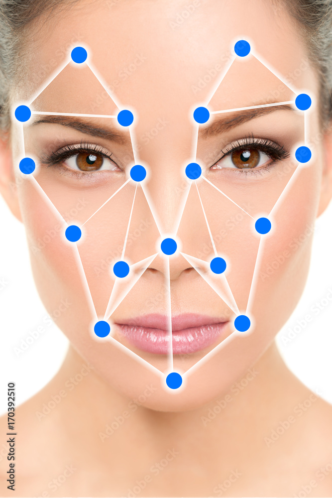 Biometric facial recognition software app technology for face identity ...