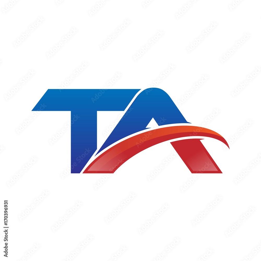 modern vector initial letters logo swoosh ta red blue Stock Vector ...