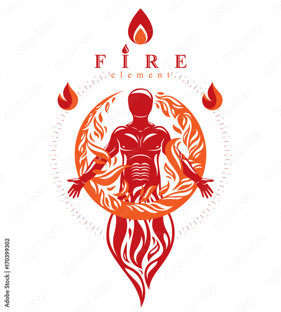 Vector graphic illustration of strong male, body silhouette standing ...