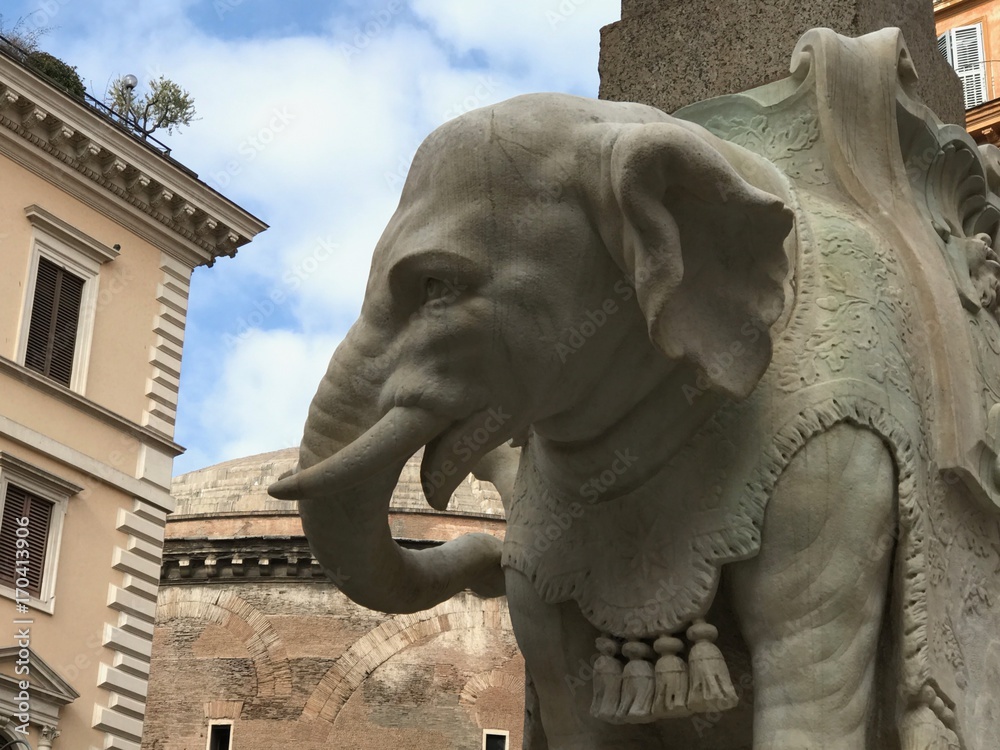 Elephant and Obelisk, Bernini, Piazza della Minerva Stock Photo | Adobe ...