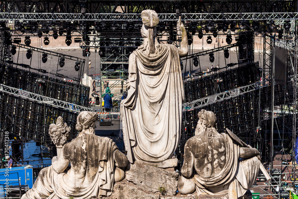 Concert stage in front of statues in Rome Stock Photo | Adobe Stock