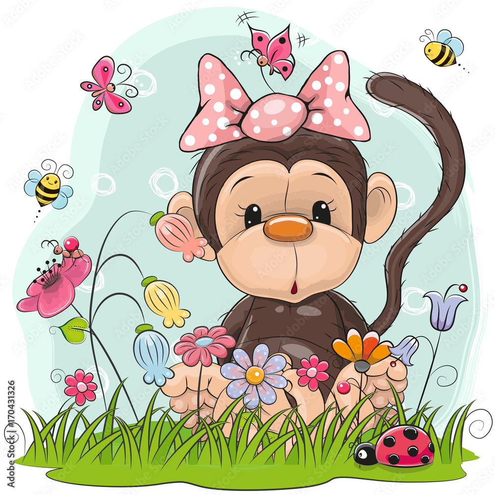 Cute Girl Monkey Cartoon