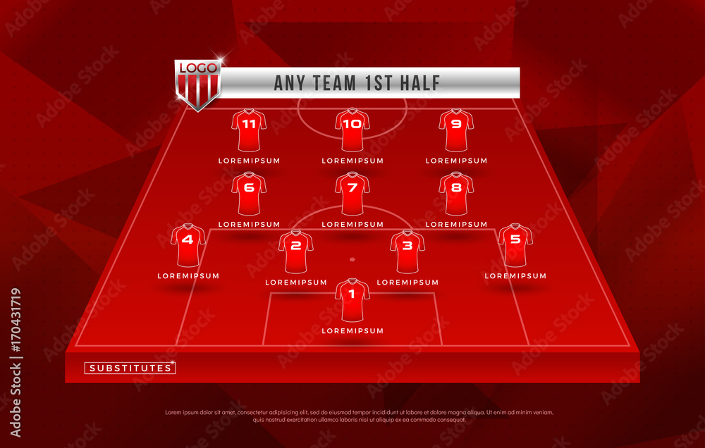 Broadcast graphic for football starting and substitutes separate text ...
