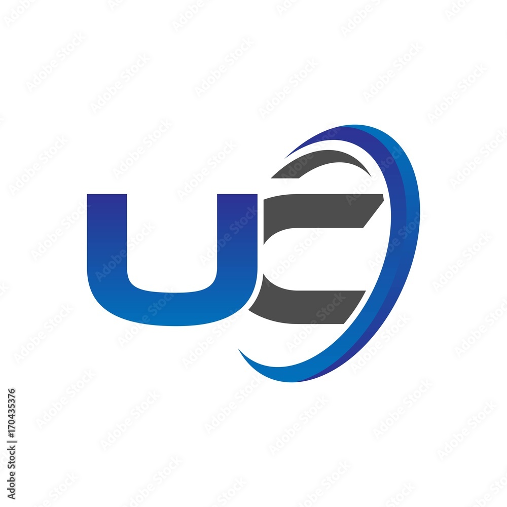 vector initial logo letters uc with circle swoosh blue gray Stock ...