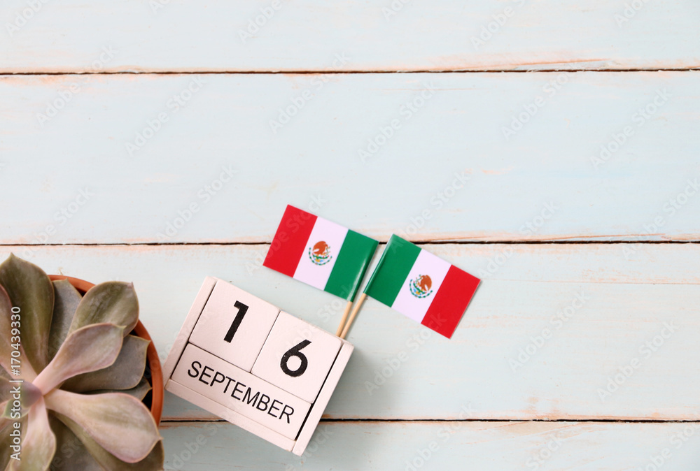 SEPTEMBER 12 Wooden calendar Concept independence day of Mexico and ...
