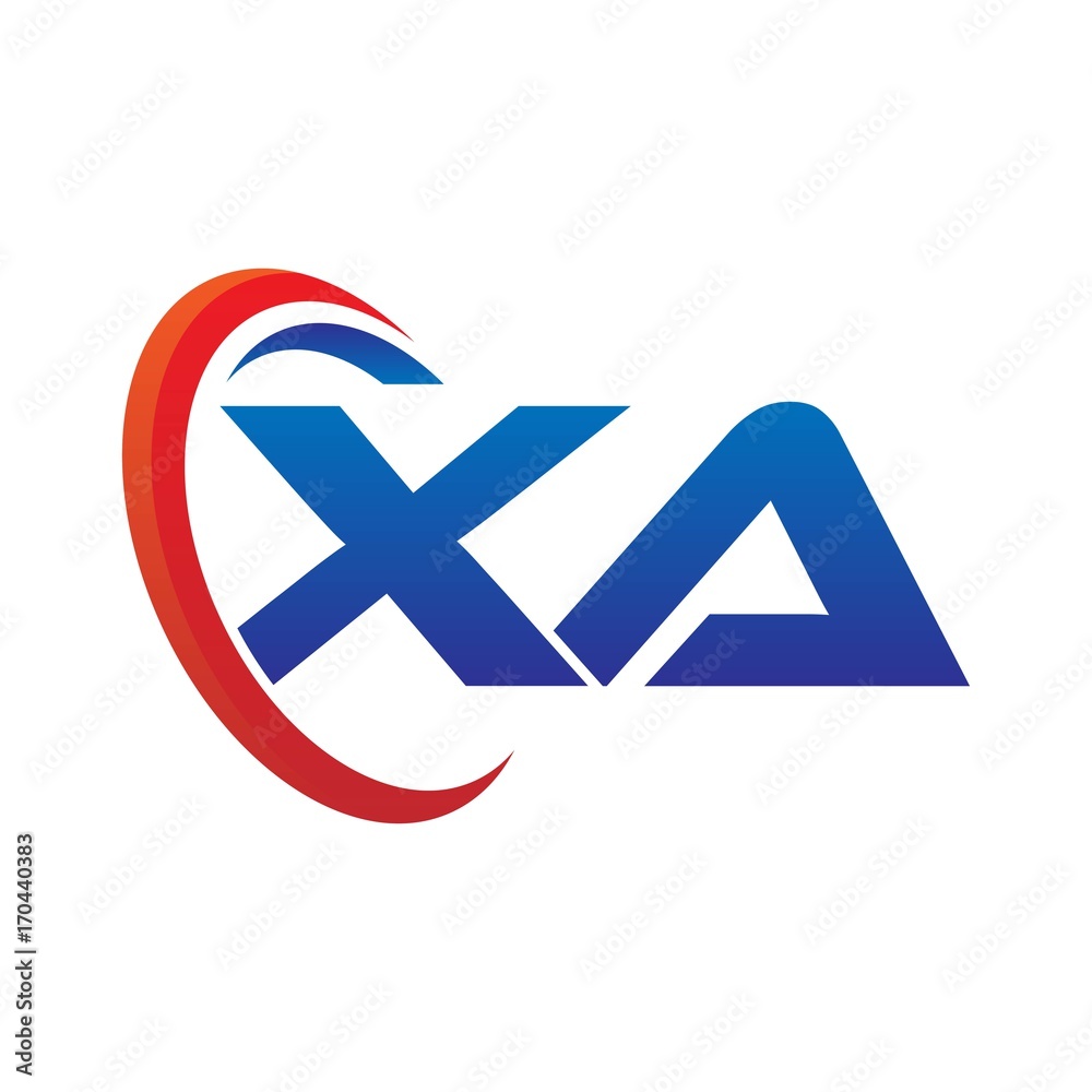 modern dynamic vector initial letters logo xa with circle swoosh red ...