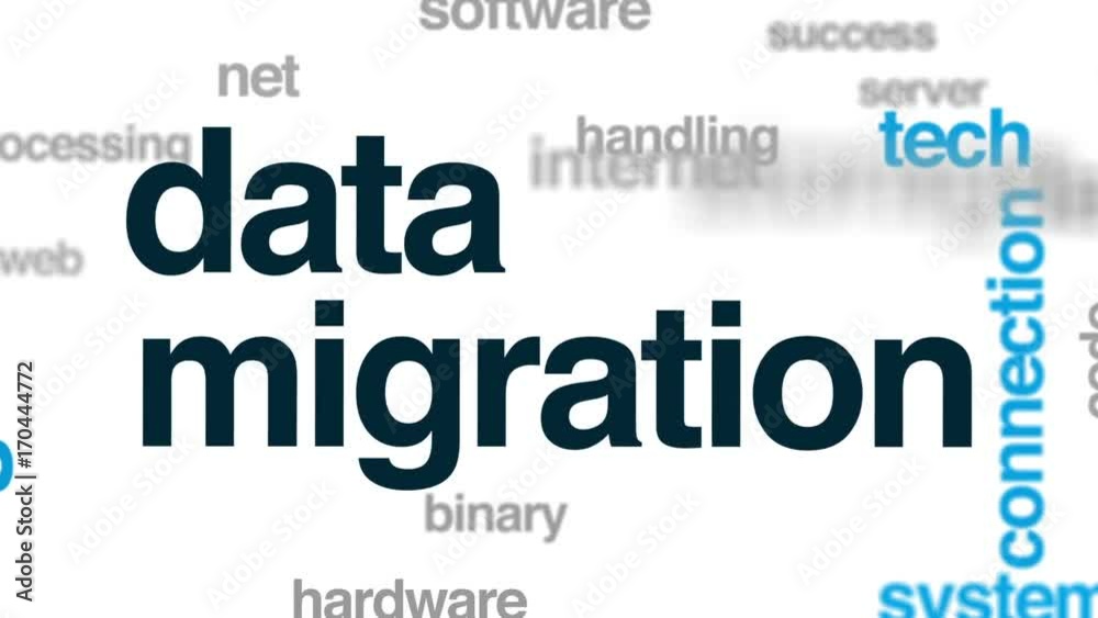 Data migration animated word cloud, text design animation. Stock Video ...