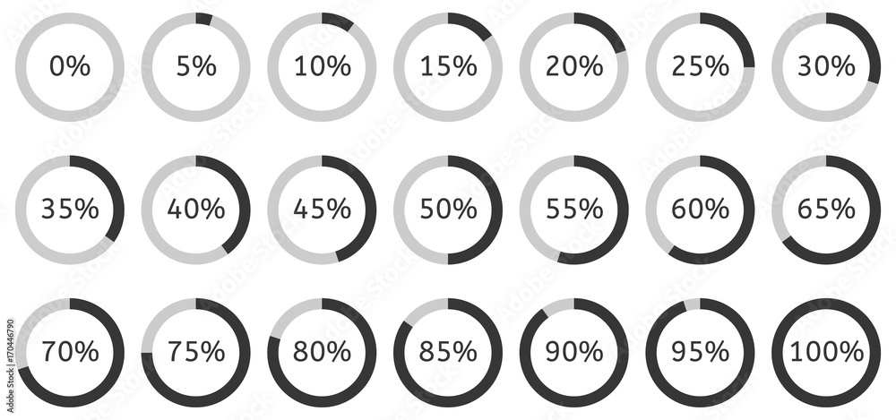 Set of circle percentage diagrams, charts for infographics. Vector ...