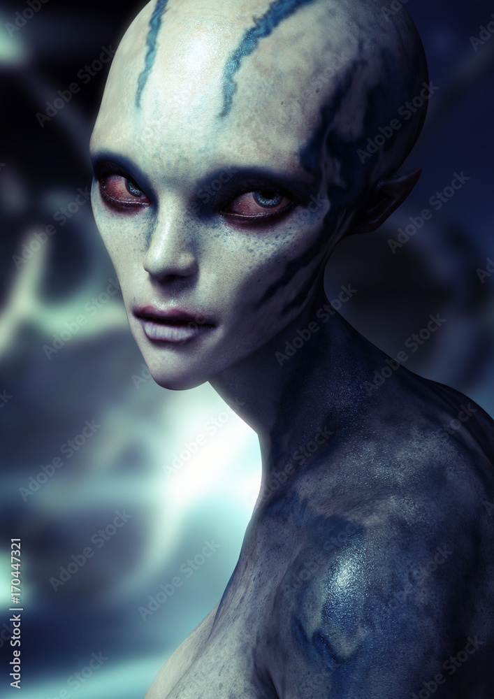 Portrait Of A Alien Female 3d Rendering Stock Illustration Adobe Stock