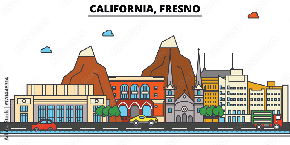 California, Fresno.City skyline: architecture, buildings, streets ...