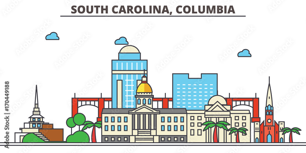 South Carolina, Columbia.City skyline: architecture, buildings, streets ...