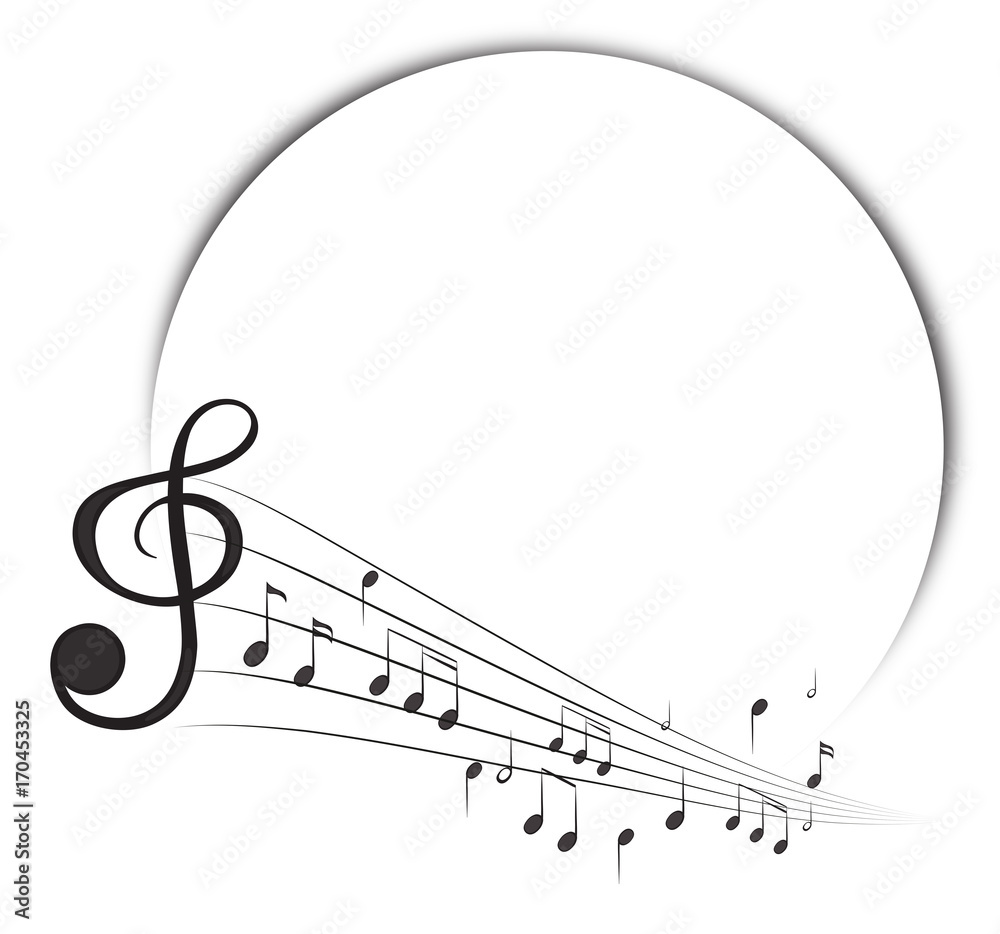 Border template with music notes in background Stock Vector | Adobe Stock