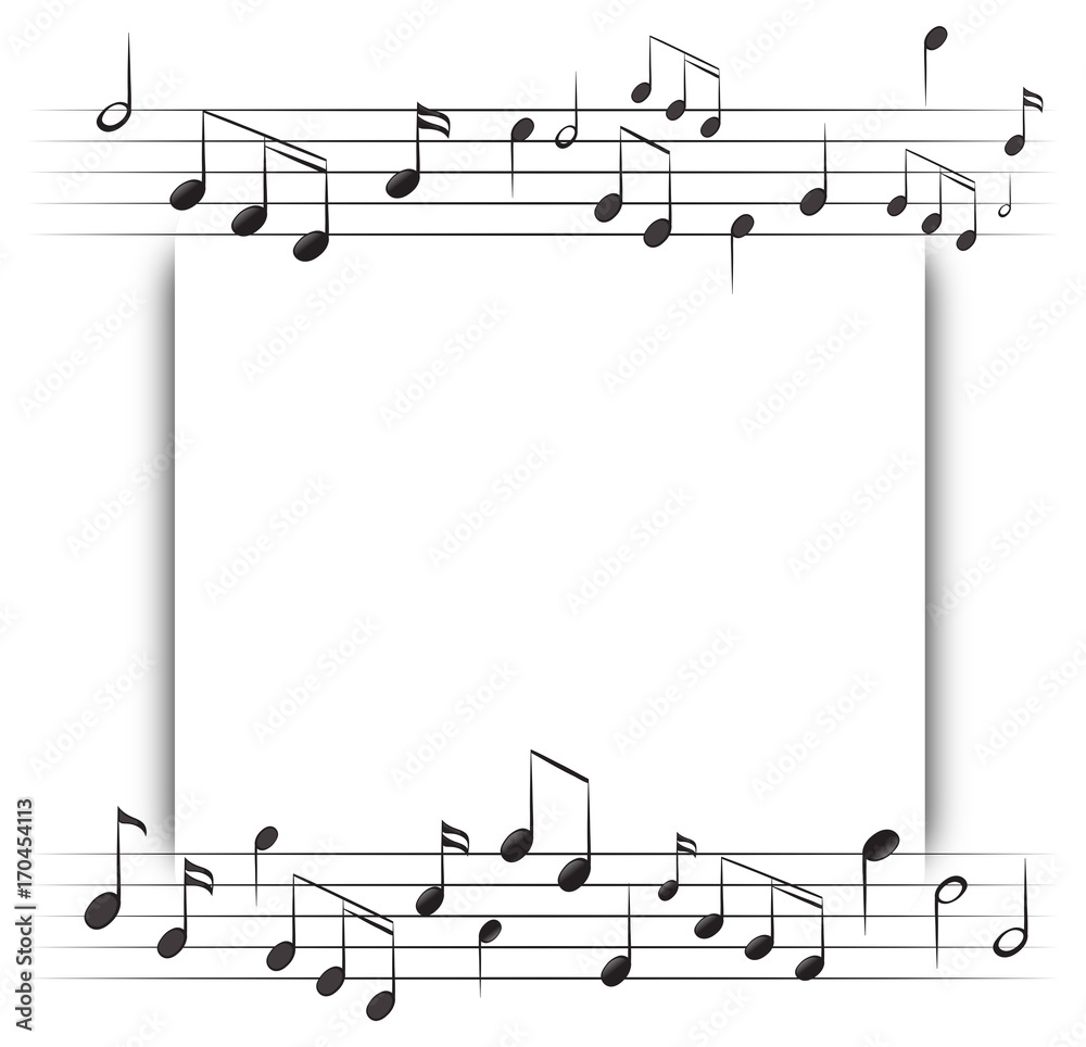 Paper template with music notes in background Stock Vector | Adobe Stock