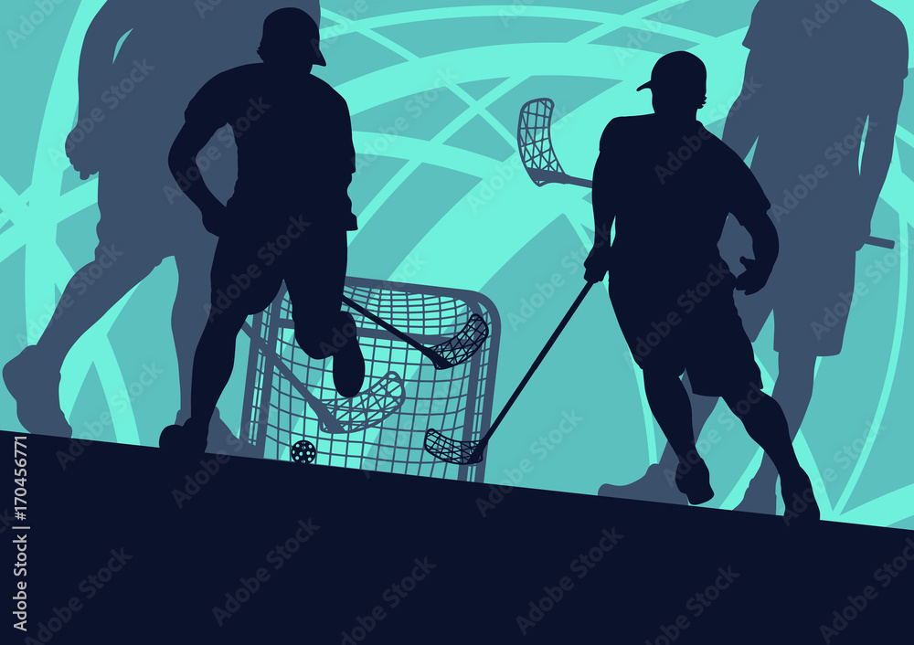 Floorball player indoor abstract vector background man with stick Stock ...