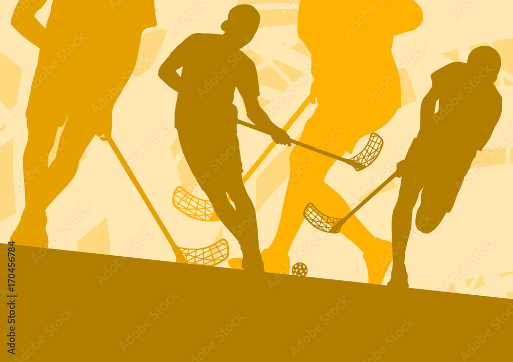 Floorball player indoor abstract vector background man with stick Stock ...