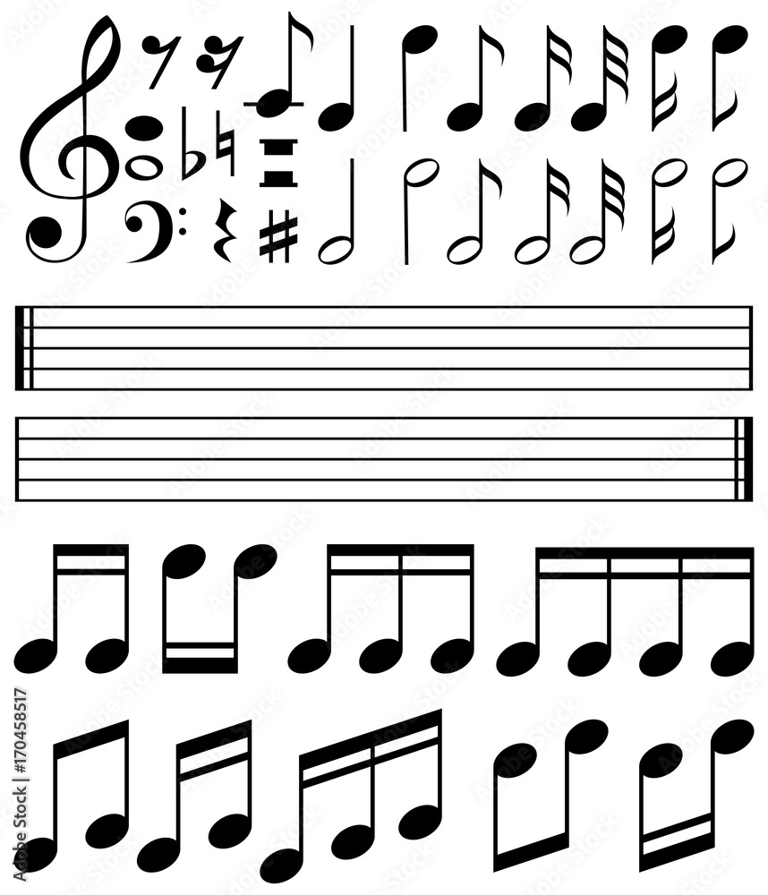 Music notes and line paper template Stock Vector | Adobe Stock