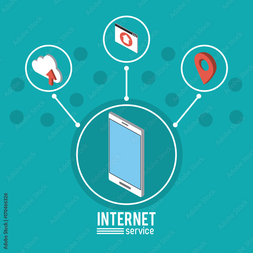 Internet service infographic over white background vector illustration ...