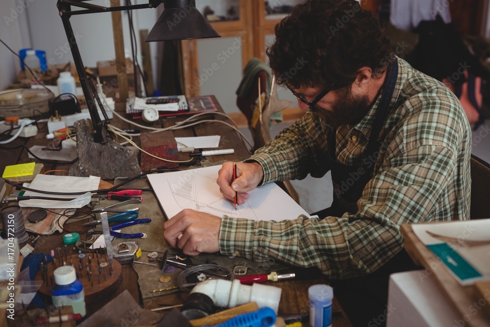 Craftsman drawing sculpture design Stock Photo | Adobe Stock