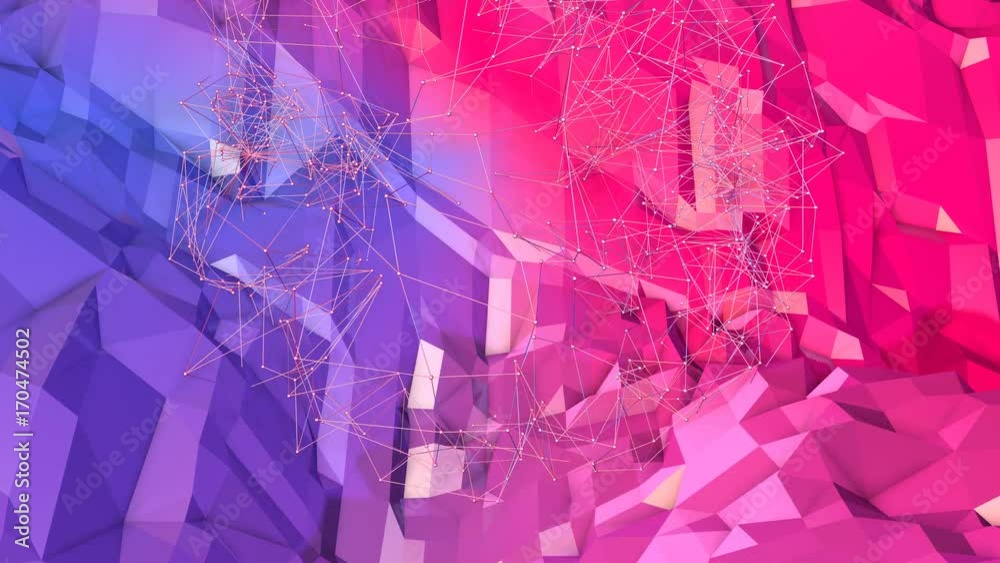 Vidéo Stock Abstract simple blue red low poly 3D surface as corporate background. Soft geometric ...