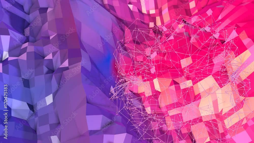 Abstract simple blue red low poly 3D surface as art background. Soft ...