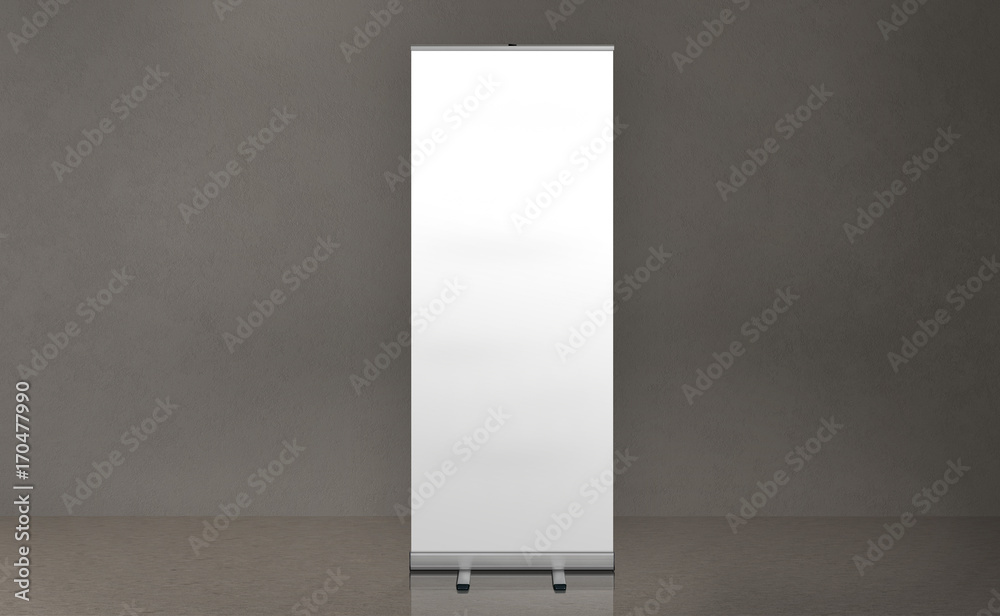Roll up banner stand. Blank template mockup. Exhibition stand roll-up ...