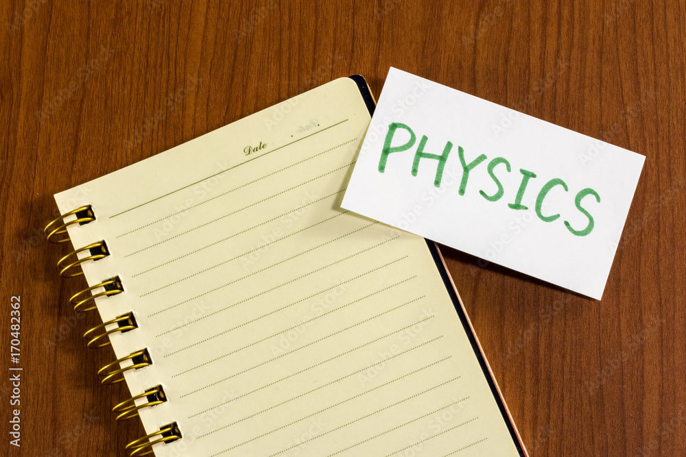 Physics; White Blank Documents with Small Message Card. Stock-Foto ...