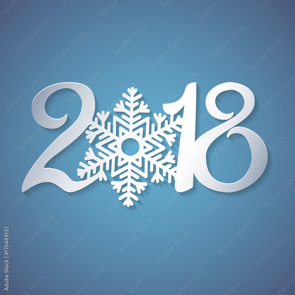 2018 lettering numbers isolated vector, cut out of paper. Template for ...