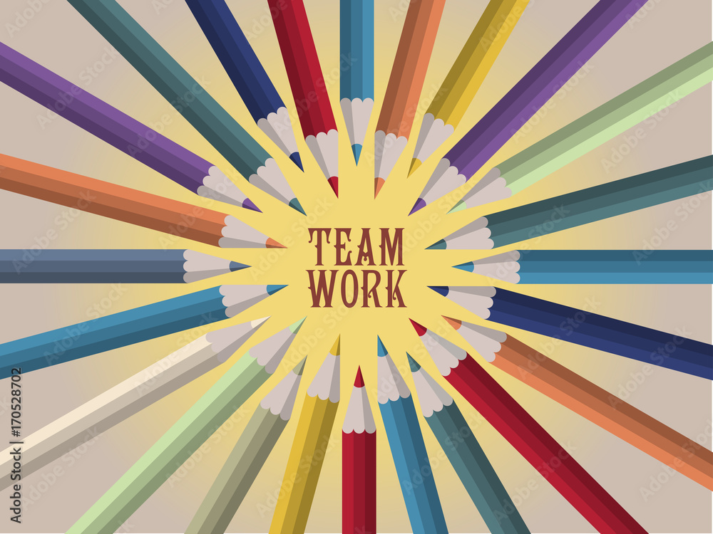 Teamwork, Brain storm Concept, Many of Sharp Color Pencil head in the ...