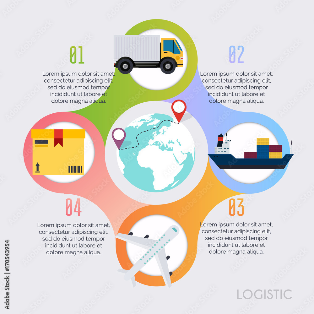 Logistic infographics. Global Logistic infographics elements flat ...