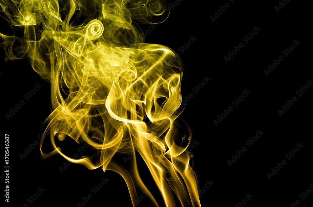 Abstract gold smoke on black background, gold background,gold ink ...