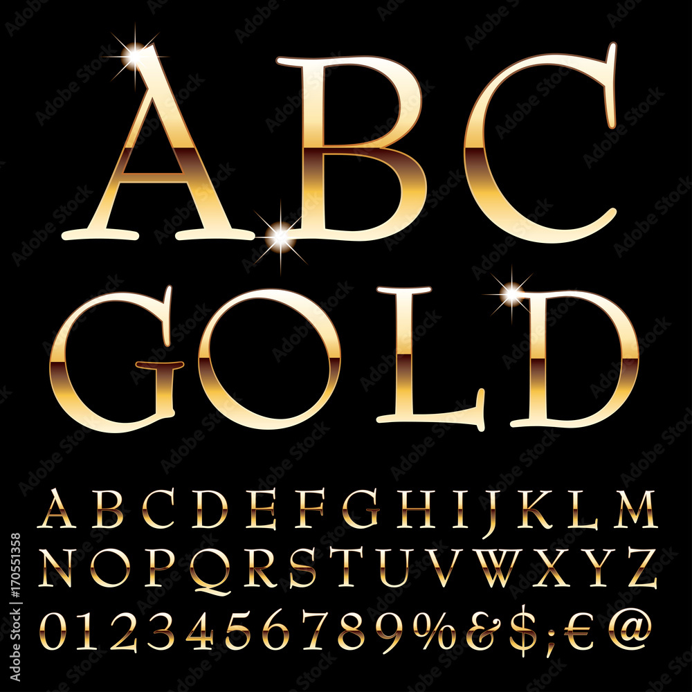 abc gold letters Stock Vector | Adobe Stock
