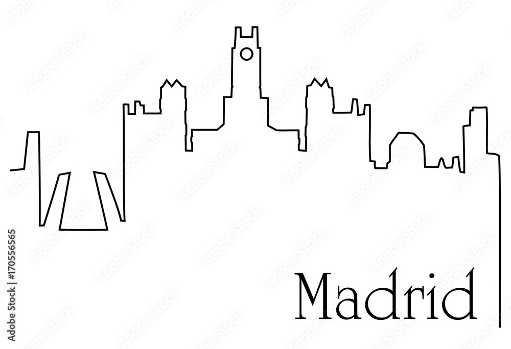 Madrid city one line drawing background Stock Vector | Adobe Stock