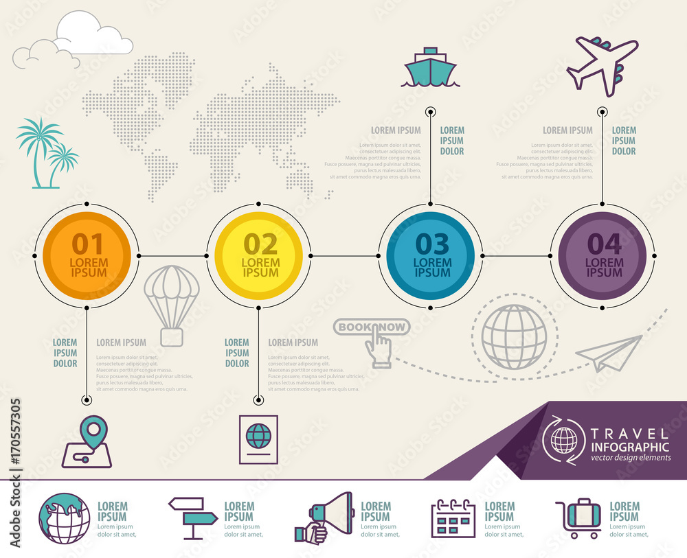 Infographic elements with travel icons. can be used for travel ...